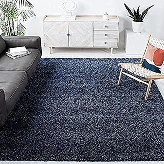Safavieh Zottelig Teppich für Wohnzimmer, Esszimmer, Schlafzimmer - California Shag Collection, Hoher Flor, Marine, 201 X 290 cm
