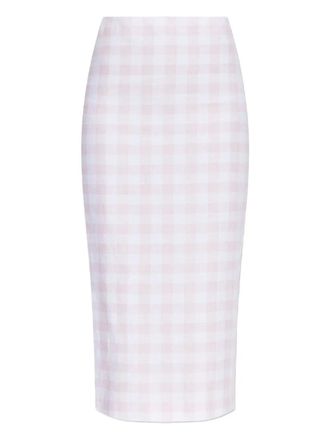 LoveShackFancy jupe mi-longue à carreaux vichy - Blanc