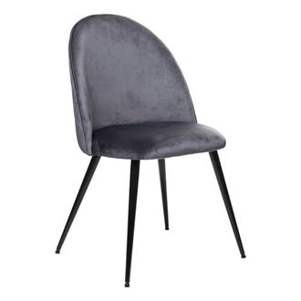 Atmosphera Atmosphera Cr&eacute;ateur dInt&eacute;rieur - Chaise Slano Velours Gris Souris - Pieds en Acier Noir - Confortable Coussin Int&eacute;gr&eacute; - Salon, Cuisine, Bureau
