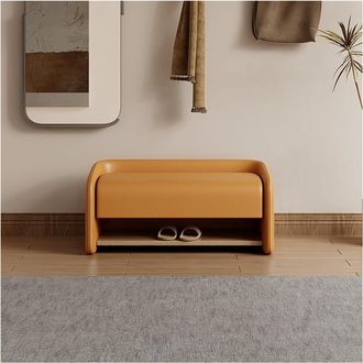 Generic Schuhaufbewahrungsbank, 2-stöckiges Schuhregal Mit Weichem Kissen - Klappbare Eingangsbank for Zuhause, Wohnung Oder Einkaufszentrum (Orange, Grau, We