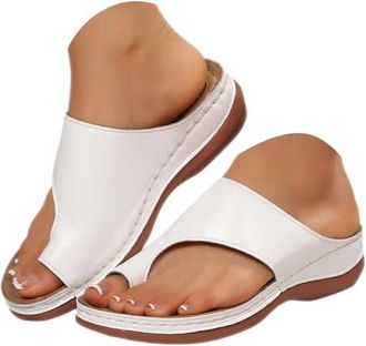 Generic Sandales orthop&eacute;diques pour femme 2026 - Tongs habill&eacute;es large largeur avec soutien de la vo&ucirc;te plantaire - Sandales confortables &agrave; bout ouvert - Cuir