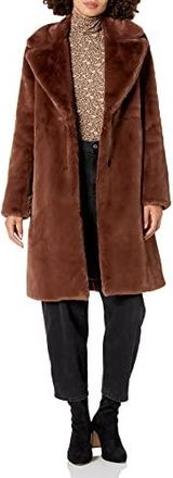 The Drop Kiara Manteau long ample en fausse fourrure pour Femme, Chocolat, XL