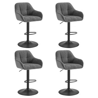 Woltu Barhocker 4er Set, Barstuhl höhenverstellbar, Küchenhocker Bistrohocker Tresenhocker mit Lehne Fußstütze, drehbar, gepolstert, Chenille Cord Metall, D