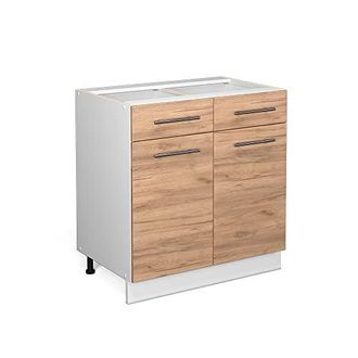 Vicco Meuble Cuisine Fame-Line, Ch&ecirc;ne de Force dor&eacute;/Blanc, 80 cm sans Plan de Travail