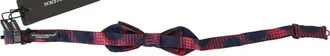 Dolce & Gabbana Red Checkered Silk Adjustable Men Neck Bow Tie