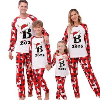 Generic Pyjama de No&euml;l Famille, Ensemble Pyjama Noel Famille Arbre de No&euml;l 26 Lettres Impirm&eacute; Pajamas de Familles Set Rouge Arbre de No&euml;l Nouvelle Ann&eacute;e Comm&eacute;