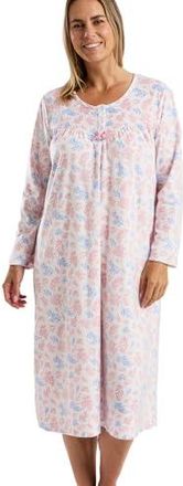 Marlon Elmina Chemise de Nuit Classique en Polaire imprim&eacute;e Douillette pour Femme, Feuille dhiver Rose, 40-42