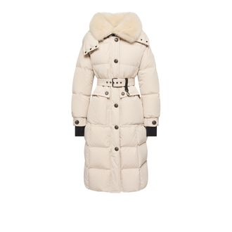 Moncler Moncler Gelisette Shearling-trimmed Long Down Jacket, Women, Beige, Size: 1