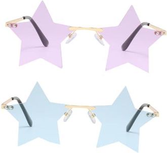 Frcolor 2 paires Soleil Personnalisées Étoile Sans Monture PC et Cuivre Accessoires de Fête et Cosplay pour Hommes et Femmes Décorations Originales pour Festi