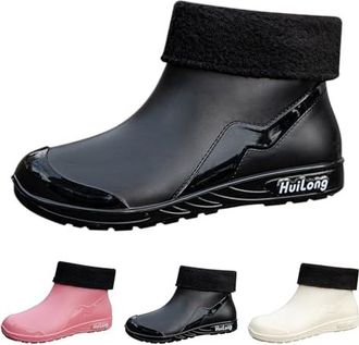 Generic Bottes de pluie pour femme - Chaudes et l&eacute;g&egrave;res - Avec doublure en peluche - Imperm&eacute;ables - Antid&eacute;rapantes - Pour le travail en plein air - Pour le tr