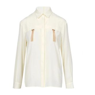 Simona Corsellini Seidenbluse mit Fransenaccessoire - - Blouses & Shirts - Damen - Wei&szlig; - M