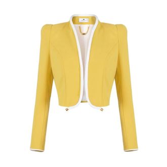 Elisabetta Franchi Femme, Vestes, Jaune, Taille: 44 FR Veste &agrave; &eacute;paulettes