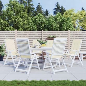 vidaXL Coussins de chaise de jardin dossier haut lot de 6 cr&egrave;me tissu