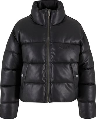 Karl Kani Serif Crop PU Puffer Jacket Black, S
