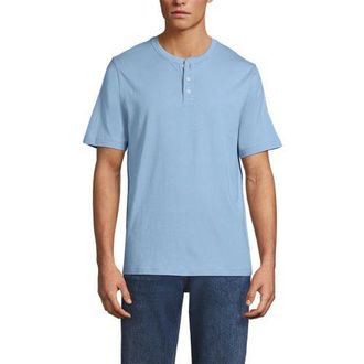 Lands End Kurzarm-Super-T Henleyshirt, Herren, Gr&ouml;&szlig;e:52-54 regular, Blau, Baumwolle, by Lands End