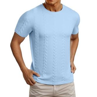 Generic T-shirt d&eacute;contract&eacute; &agrave; manches courtes pour homme avec col rond et design jacquard. T-shirt d&eacute;t&eacute; confortable pour la vie quotidienne, la maison, les so