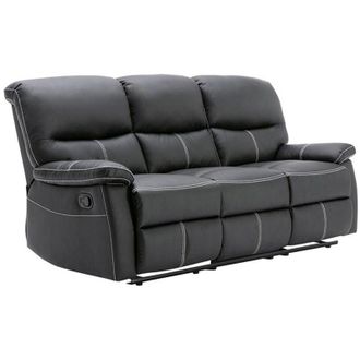 Vente-Unique Canapé 3 places relax en simili noir CANBY