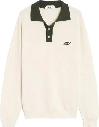 Autry Homme, Tops, Beige, Taille: M Polo en coton &agrave; manches courtes et col classique