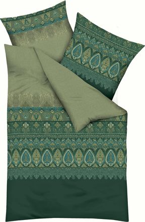 Kaeppel Bettw&auml;sche Opulence gr&uuml;n- 100% Baumwolle (Mako Satin) (1 x 80x80 + 1 x 135x200 cm)