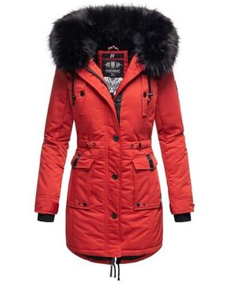 Navahoo B818 Parka dhiver &agrave; capuche en fourrure synth&eacute;tique pour femme - Rouge - Small