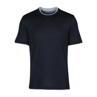 Brunello Cucinelli L&auml;ssiges Baumwoll-T-Shirt - - Tops - Herren - Blau - 2XL