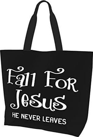 AOOEDM Fall For Jesus He Never Leaves Sac &agrave; provisions r&eacute;utilisable en toile pour dames
