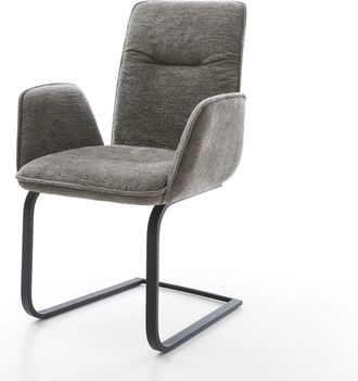 DELIFE Freischwinger Vinja-Flex Boucl&eacute; Soft Schlamm Freischwinger flach Schwarz, Esszimmerst&uuml;hle