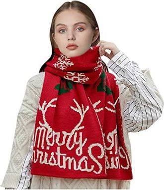 Generic &Eacute;charpe et Chapeau de No&euml;l pour Femme - Rouge Fauve - Mignon, &Eacute;pais et Chaud - Laine - Taille Unique