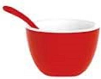 Zak designs Zak Duo Schälchen Ø 7,5 cm & Löffel 10 cm, 2-er Set, rot/weiss