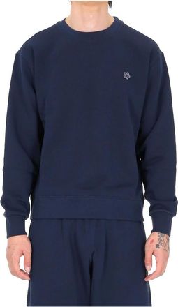 Kenzo Homme, Sweatshirts et sweats &agrave; capuche, Bleu, Taille: XL Felpa girocollo in cotone boke flower