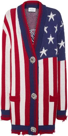 Philipp Plein Femme, Pulls, Multicolore, Taille: 40 FR Distressed Oversize Cardigan America