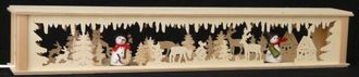 Rudolphs Schatzkiste Schwibbogenerhöhung mit Schneemänner Waldtiere und Beleuchtung BxHxT 72x10x10cm NEU Lichterbogen Fensterbogen Spitzbogen Erzgebirge Seiffen Weihnachte