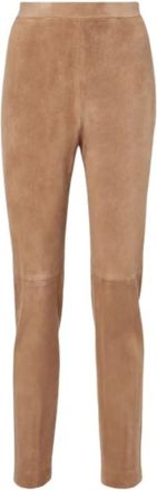 Max Mara Femme, Pantalons, Brun, Taille: 38 FR Amleto Suede Slim Pants