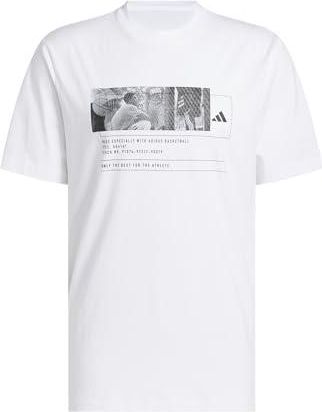 adidas Mens T-Shirt Graphique Basketball, White, L