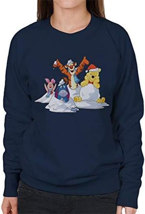 Disney Christmas Winnie The Pooh in The Snow with Friends Womens Sweatshirt