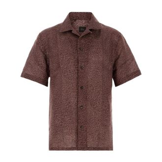Brioni Leinenhemd mit Print - - Shirts - Herren - Braun - M