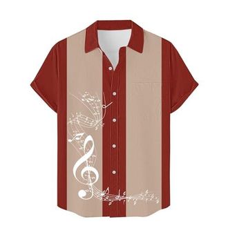 Generic Chemises d&eacute;t&eacute; pour hommes adultes, chemise &agrave; manches courtes, chemise boutonn&eacute;e grande taille, col &agrave; revers, chemise &agrave; bouton-pression, hauts &agrave; motifs