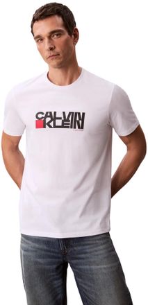 Calvin Klein Herren T-Shirt Kurzarm Redbox Graphic Tee mit Logo, Weiß (Brilliant White), L