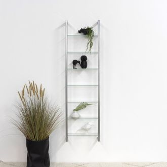 Loftscape home24 DVD-Wandregal Carlgren II Kristalglas, lackiert Silber 46 x 172 x 13cm