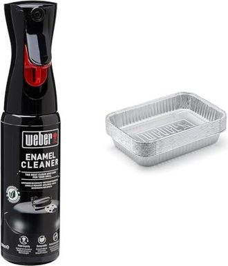 Weber 17684 Emaille-Reiniger, Reinigung lackierter Oberflächen, 300 ml, 25.0 x 6.0 x 9.0 cm & 6415 Small 7-1/2-Inch-by-5-inch Aluminum Drip Pans, Set of 10