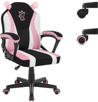 Woltu Chaise de Jeu pour Enfants, Chaise de Bureau Ergonomique avec Dossier et Accoudoirs, pour Chambre denfant, avec roulettes Universelles et Lest&eacute;es, Sur