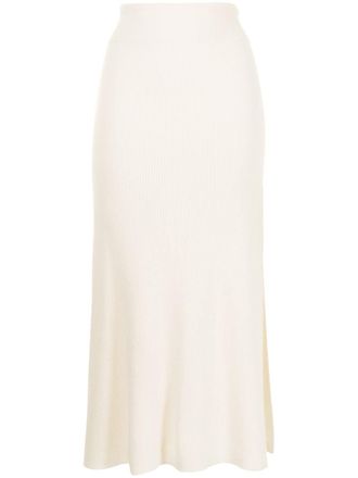 Cashmere in Love jupe en cachemire River à coupe évasée - Blanc