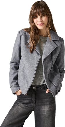 Cecil Damen B212319 Bikerjacke in Woll-Optik, Platinum Grey Mel, S