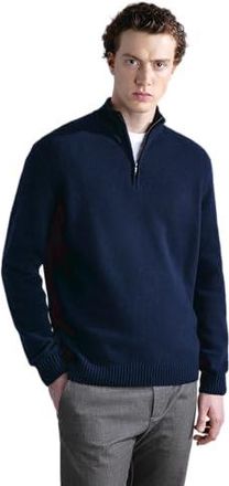 Paul & Shark Pull Shetland &agrave; demi-fermeture &eacute;clair pour homme, taille ajust&eacute;e, bleu marine, Medium