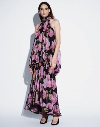 Asos Blouson-Halter-Maxikleid mit R&uuml;ckenausschnitt und Blumenmuster-Multi
