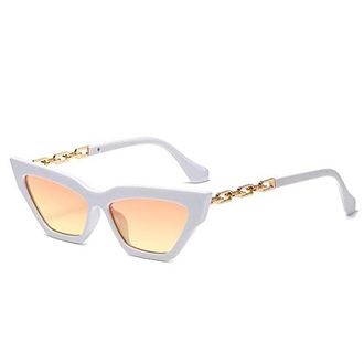 Generic 2025 design chaîne en métal décoration hommes et femmes lunettes de soleil petit cadre oeil de chat soleil ombrage lunettes de soleil (couleur : G, ta