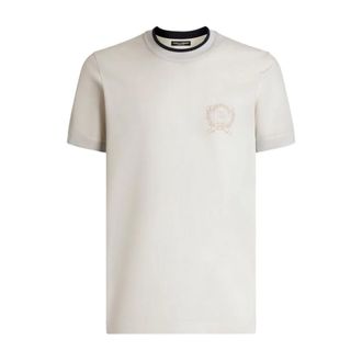 Dolce & Gabbana Homme, Tops, Blanc, Taille: XL T-shirt technique en piqu&eacute; avec broderie