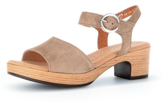 Gabor Sandalette GABOR KRETA, Damen, Gr. 36, beige, Veloursleder, Schuhe Sandalette, Blockabsatz, Sommerschuh, Riemchensandale in Komfortweite G (=weit)