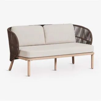 Sklum 2-Sitzer Garten-Sofa aus Akazienholz und geflochtenem Seil Capri Braun Choco