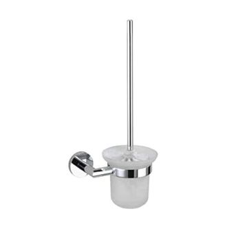 WENKO Power-Loc WC-Garnitur Revello - WC-B&uuml;rstenhalter, Befestigen ohne bohren, Messing, 16.5 x 38 x 12 cm, Chrom